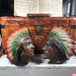 These Vintage Chalkware Plaster Native American Indian Wall Plaques Are ...