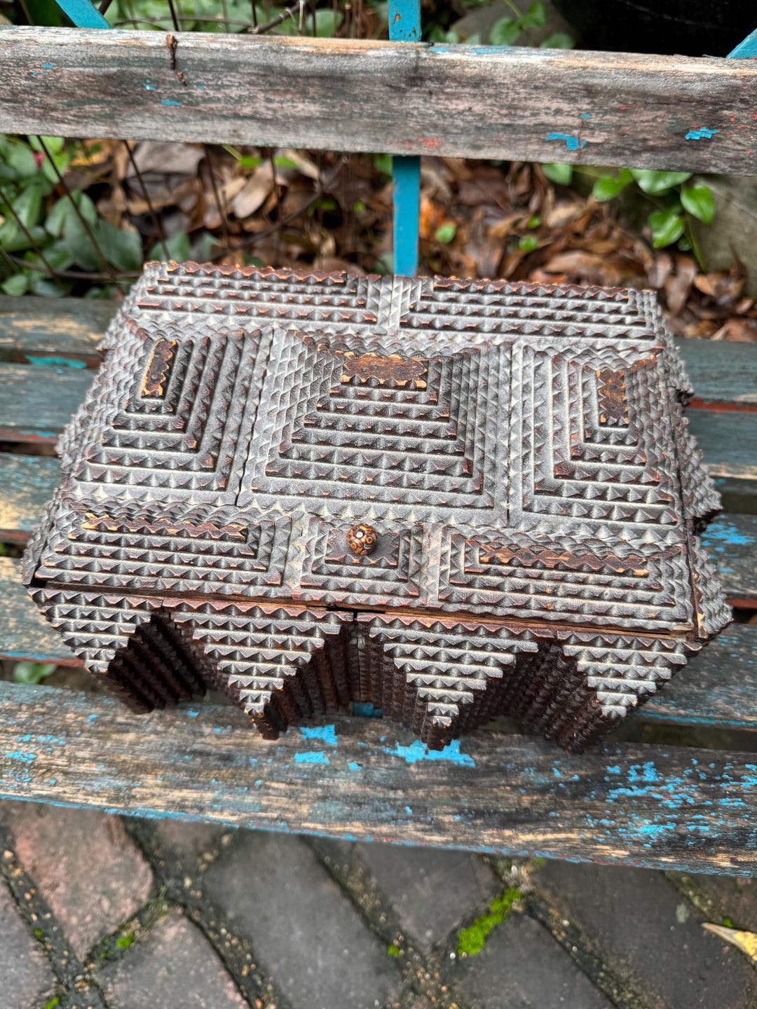 A Large Antique Victorian Tramp Art Box With the Sweetest Round Knob - Etsy