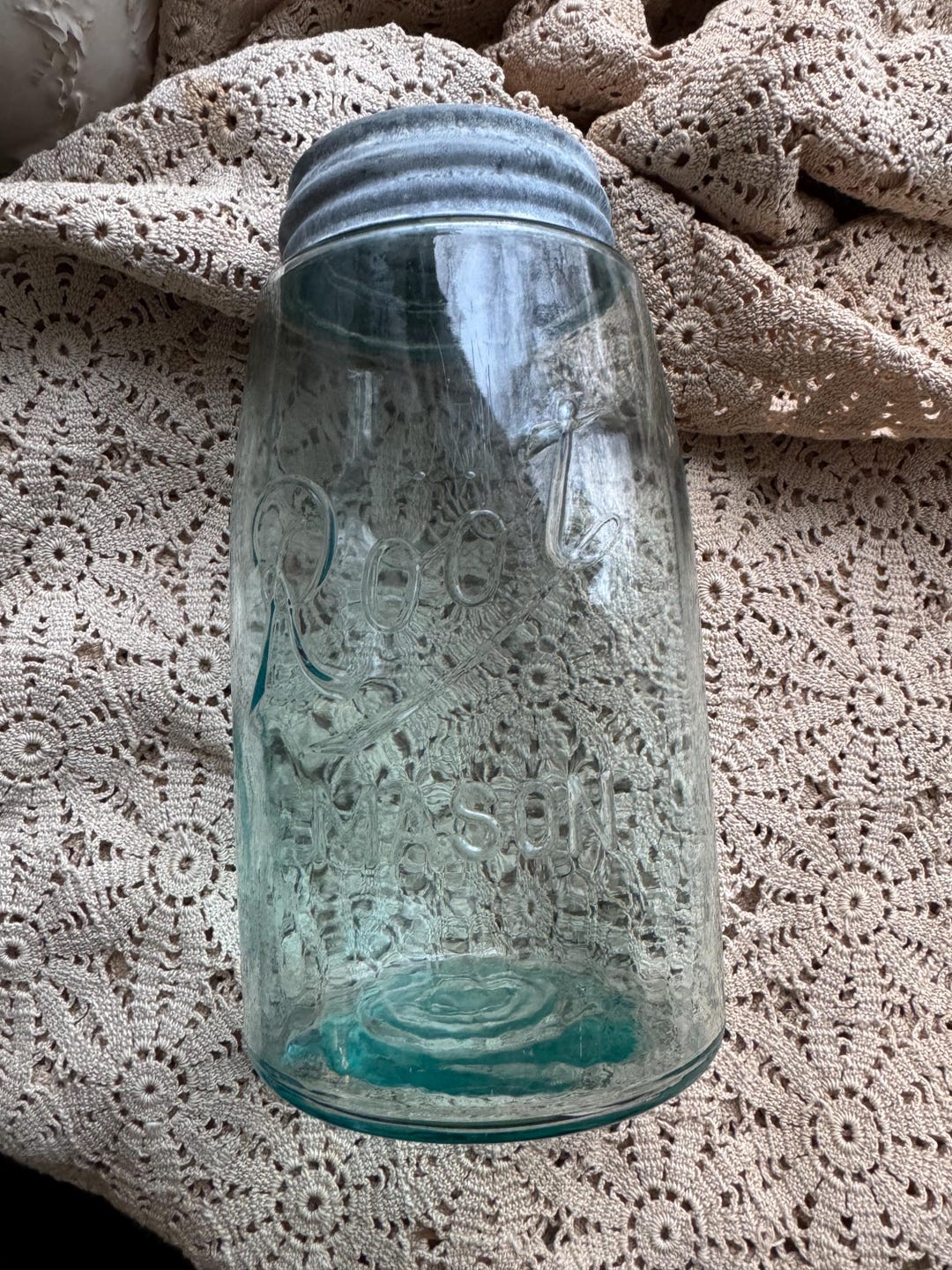 An Antique Root Mason Jar With Style All Its Own and That Aqua Color - Etsy