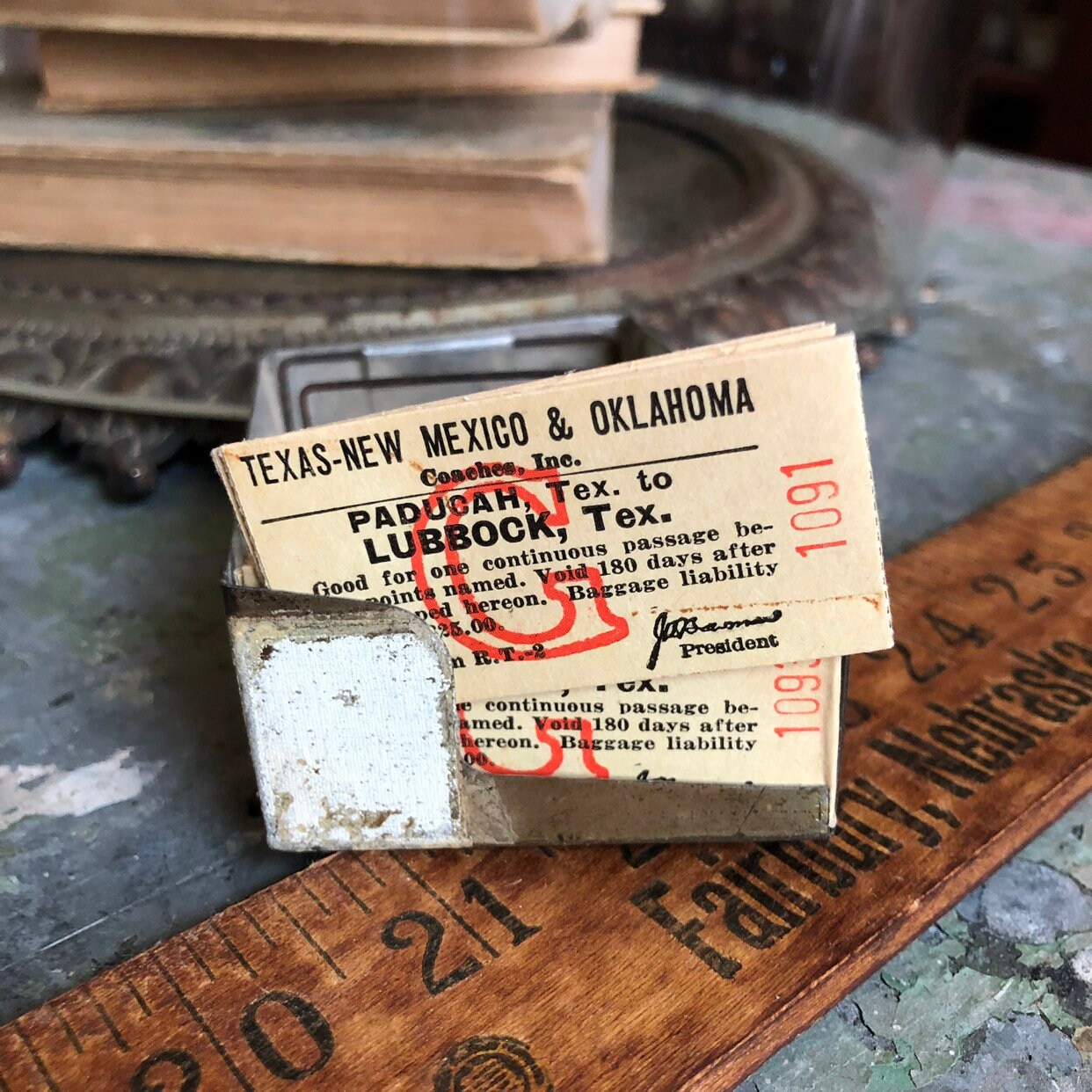 All Aboard Vintage Bus Tickets In Original Metal Dispenser Collectibles ...