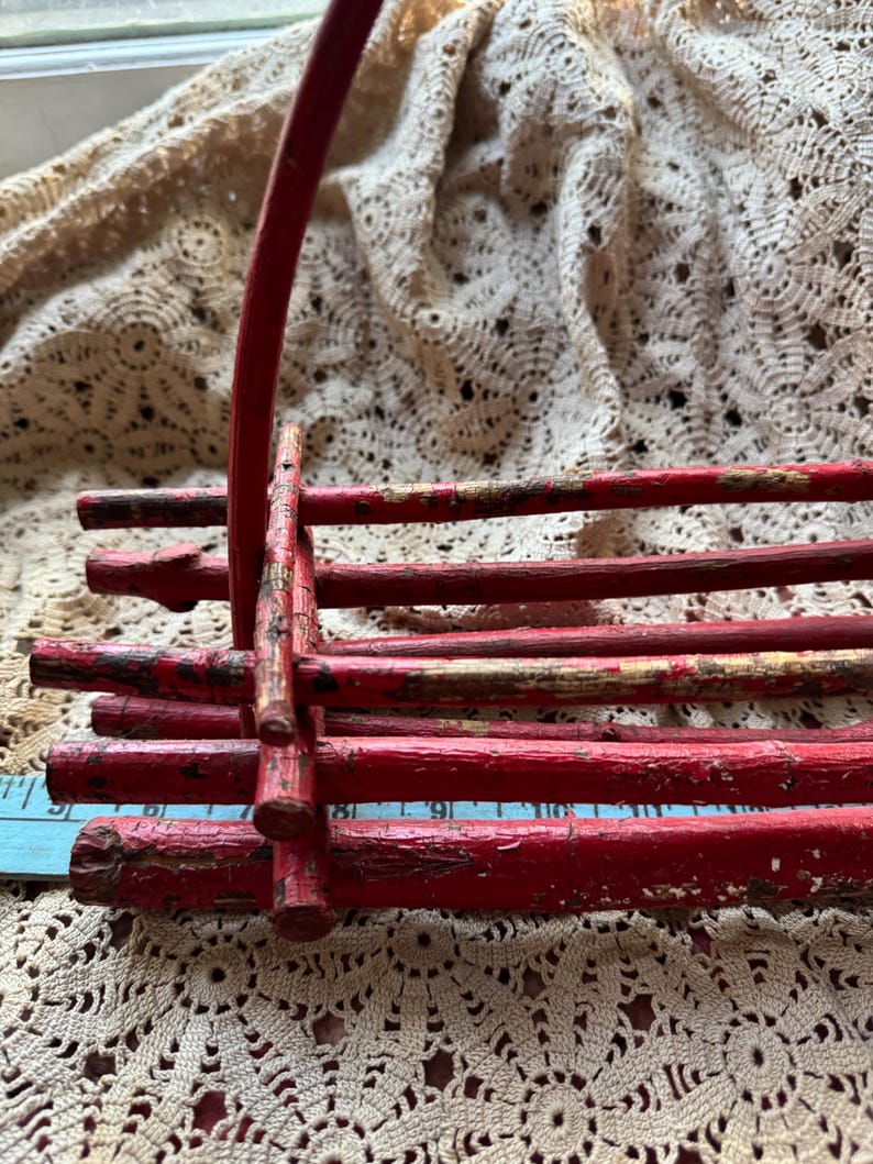 Come Christmas This Wonky Chippy Stick Red Folk Art Basket is Going to ...