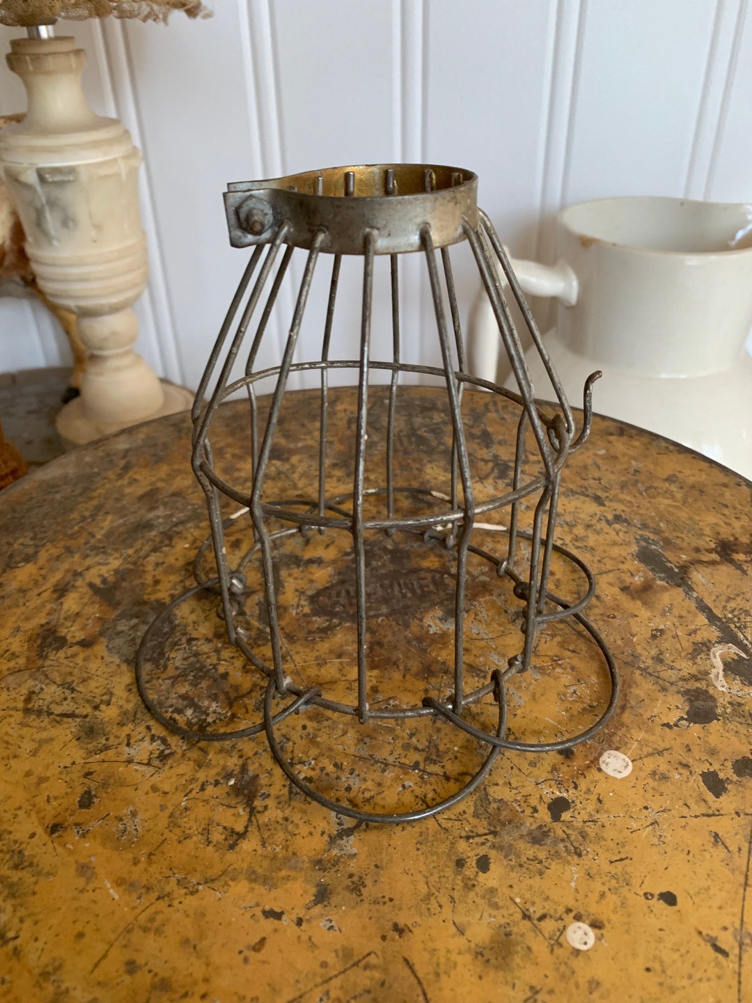 A Vintage Metal Light Bulb Industrial Cage With Petals - Etsy