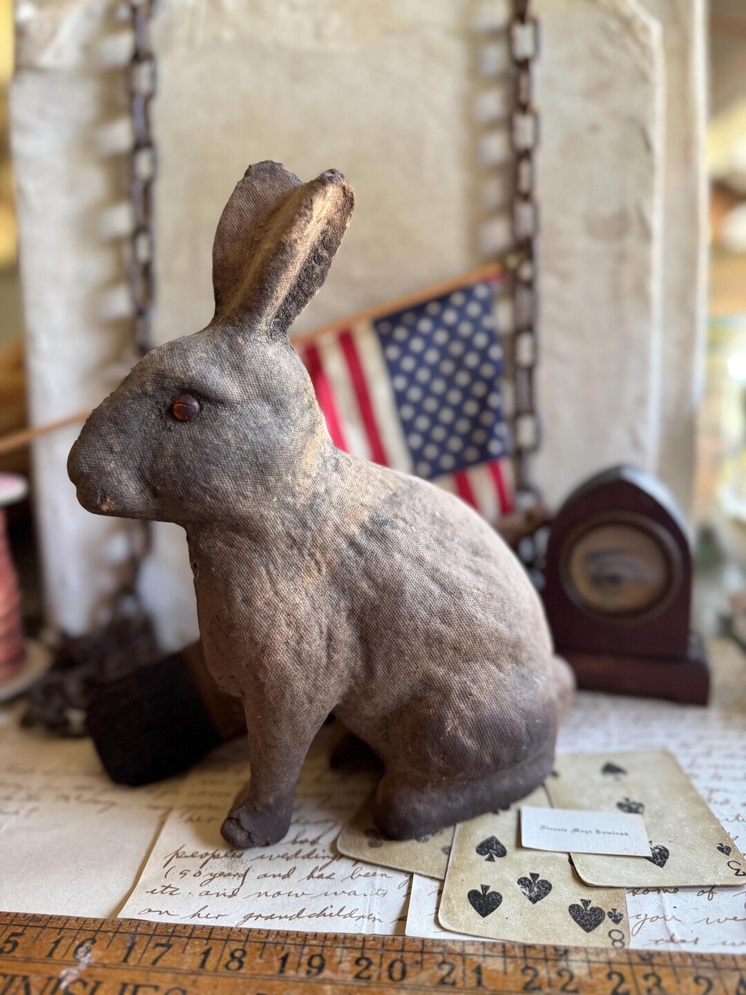 This Antique Worn Aged Primitive Paper Pulp Rabbit Stepped Right Out of ...