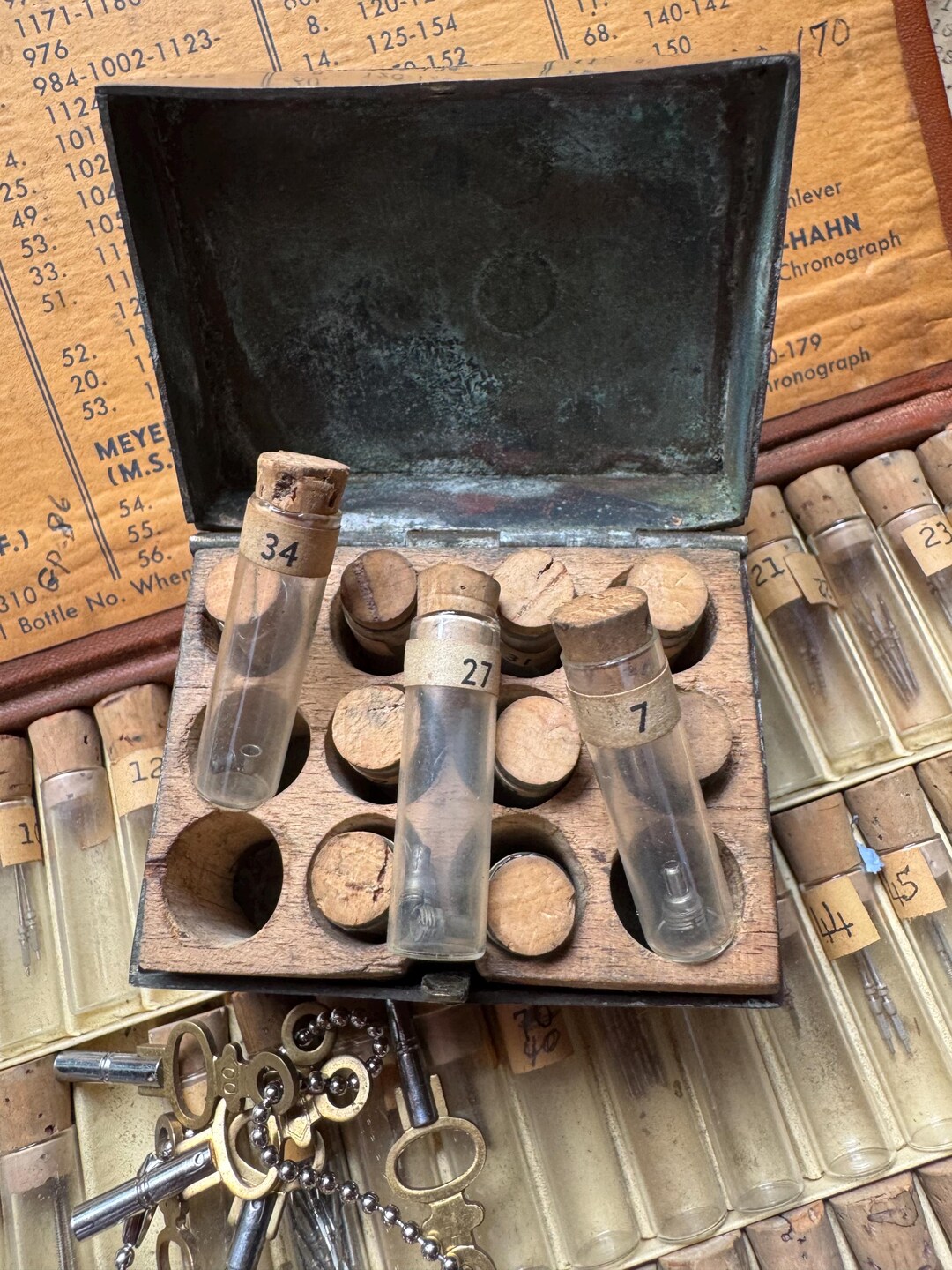 A Little Antique Brass Box That Houses Glass Vials - Etsy