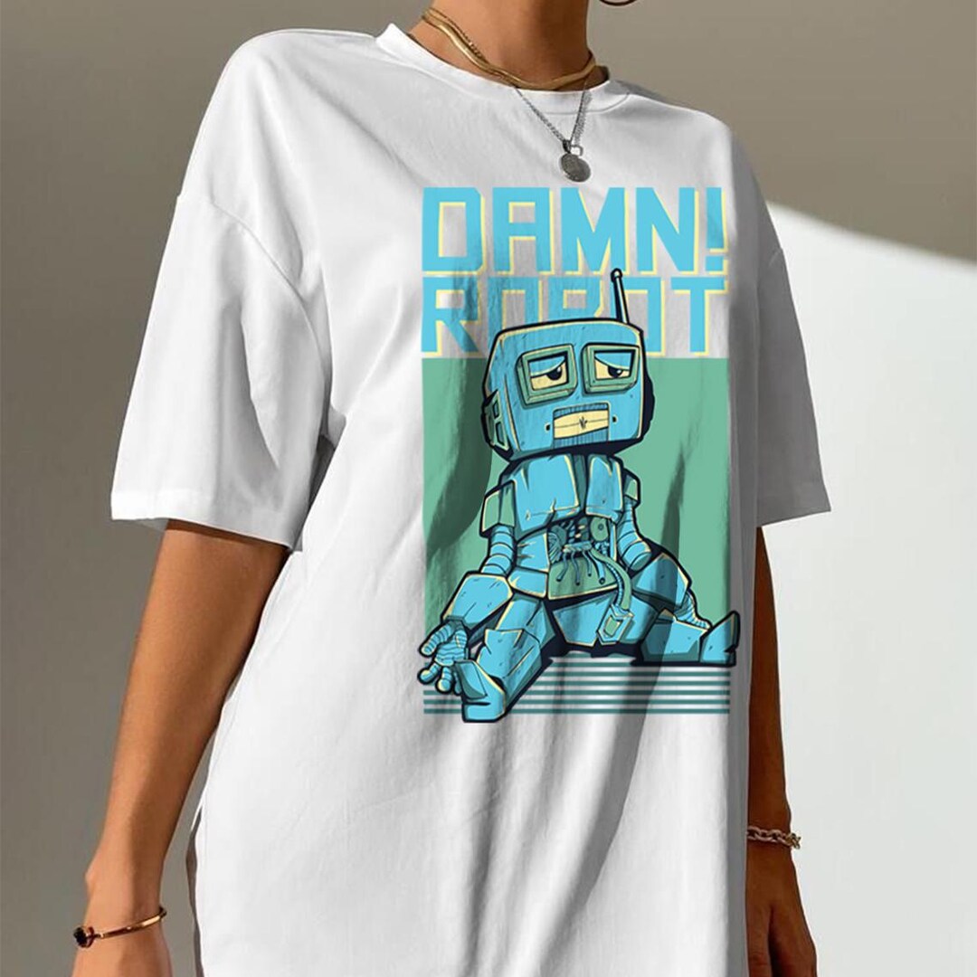 Damn Robot PNG Cartoon Robot Illustration Funny Retro Sci Fi Character ...