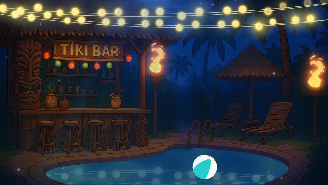 Animated Background Tiki Bar Pool Animated Twitch Screen Looped Vtuber ...