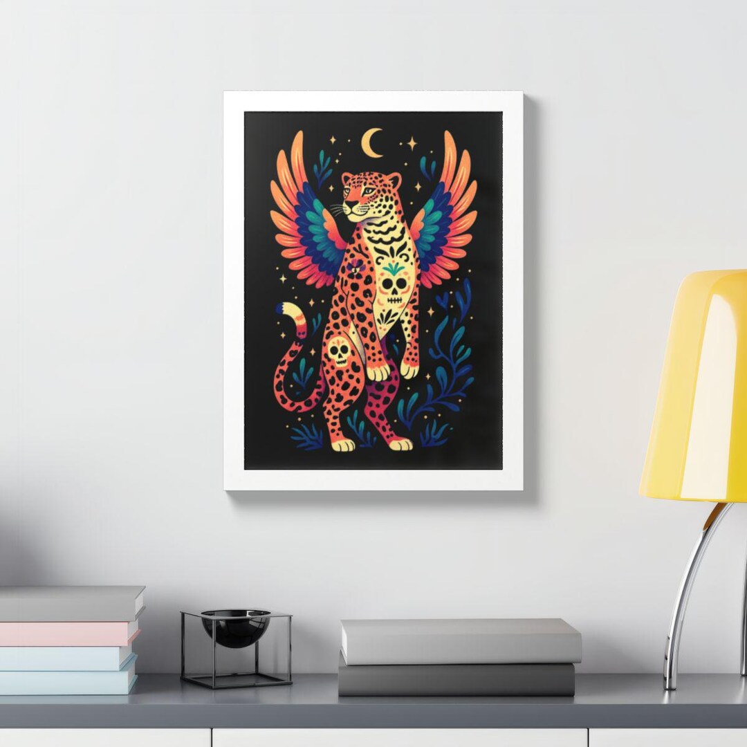 Calavera Winged Cheetah Alebrije Art Print Florida Coastal Folk Art ...