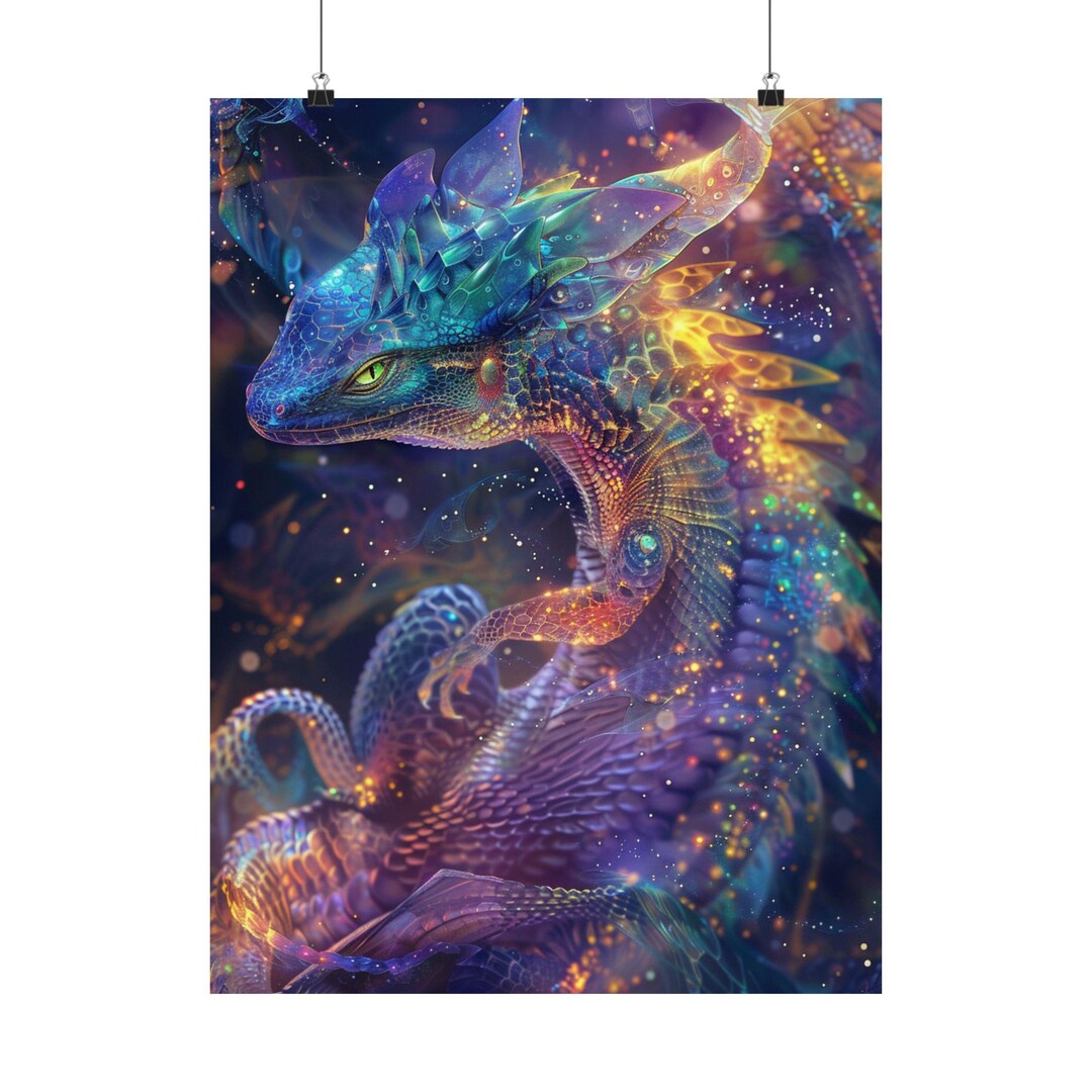 Aetherborn Lizard Poster | Surreal Fantasy Lizard Wall Art | Ethereal ...