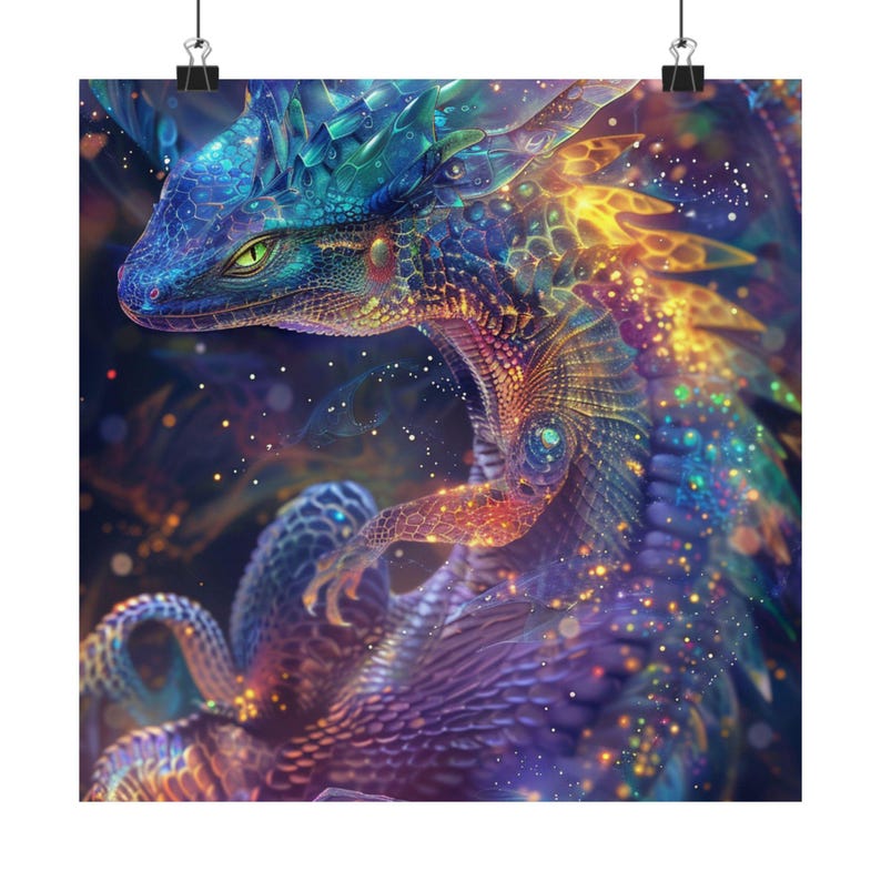 Aetherborn Lizard Poster | Surreal Fantasy Lizard Wall Art | Ethereal ...