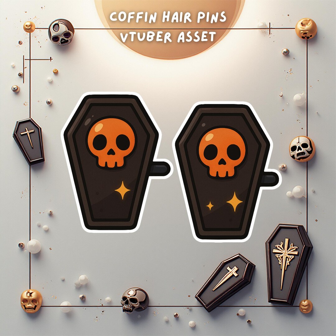 Gothic Coffin Hair Pins Vtuber Asset: Spooky Streamer Accessory (PNG ...