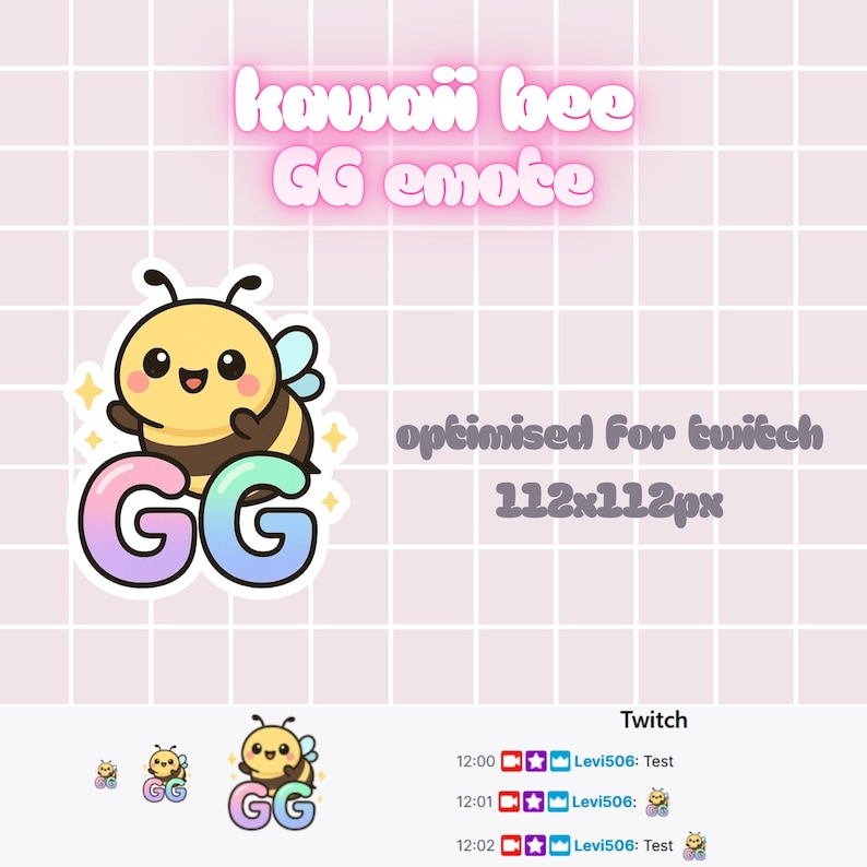 Kawaii GG Bee Emote: Pastel Twitch & Discord Emote - Etsy