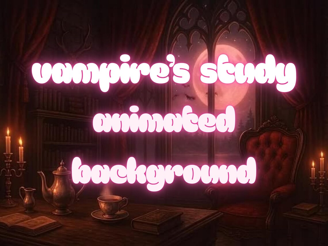 Animated Vampire Study Vtuber Background: Cozy Magical Streaming Scene ...