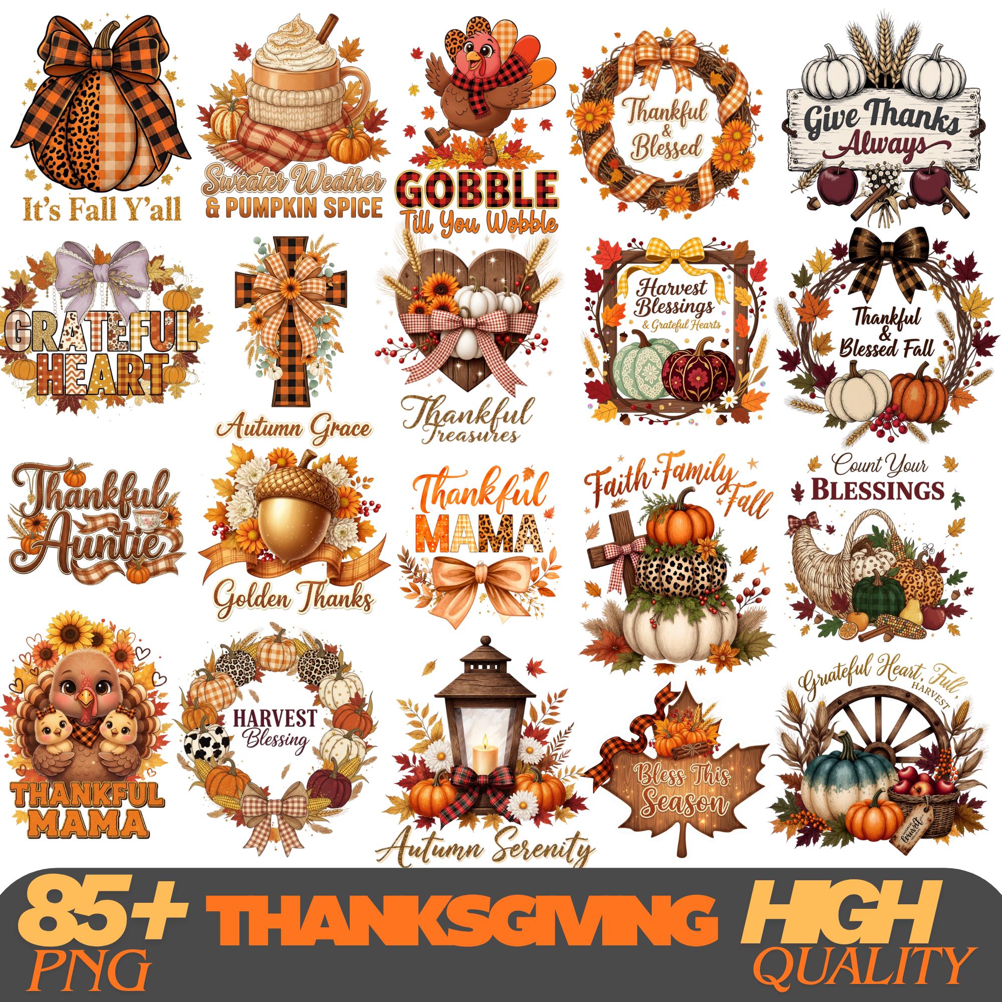 Thanksgiving PNG Clipart Bundle: Fall Designs (digital Download) - Etsy