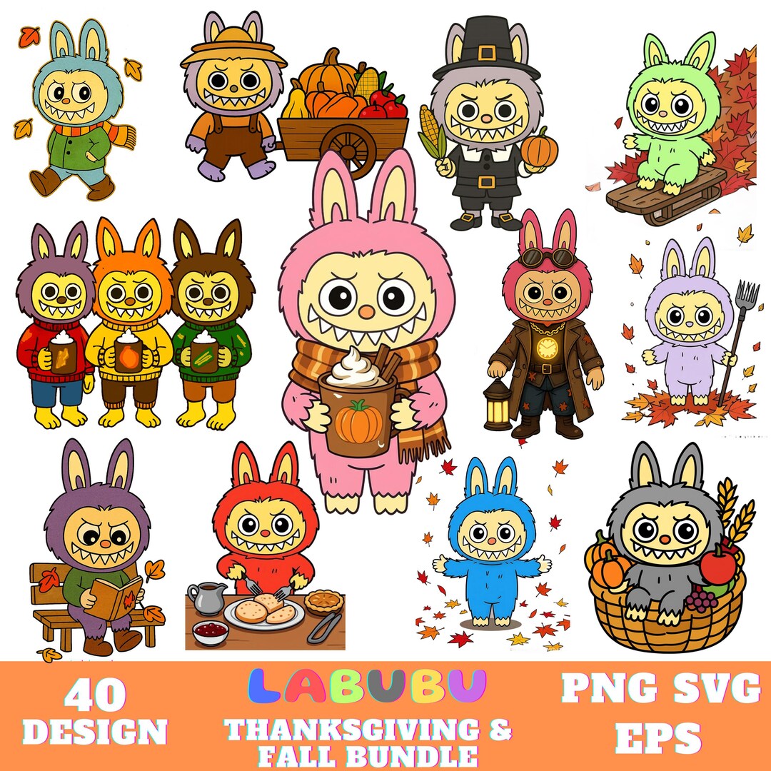 Labubu Thanksgiving & Fall Svg Bundle,labubu Designs Svg Bundle,labubu ...