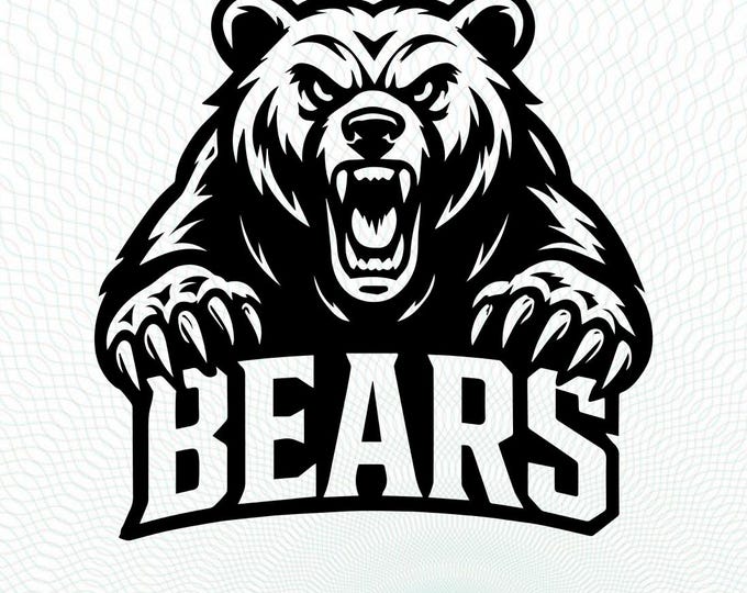 Bears School Sport Team Logo SVG, Bears PNG, PDF, Dxf File Baseball ...