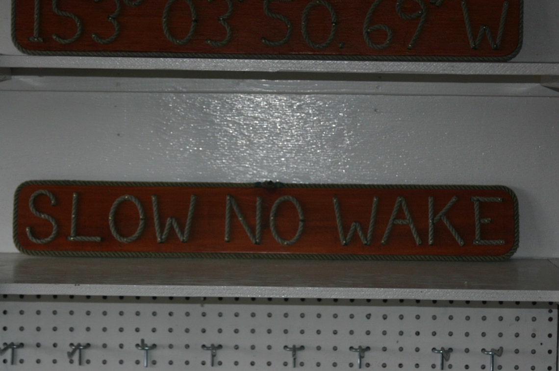 SLOW NO WAKE Wooden Sign With Rope Letters Nautical Decor - Etsy
