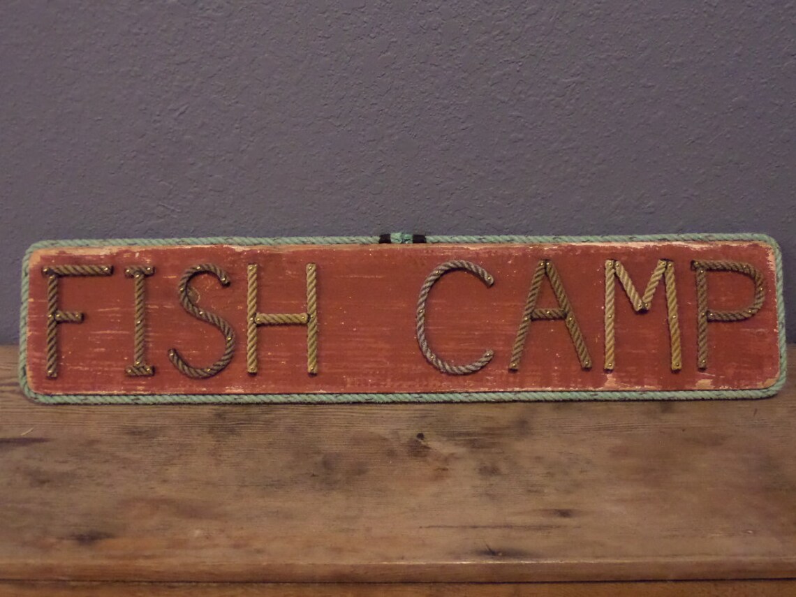 FISH CAMP Sign Reclaimed Wood Alaska Rope Letters Upcycled - Etsy