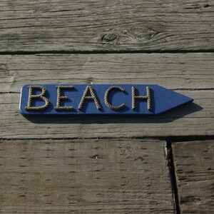 BEACH Sign Reclaimed Wood Used Re-purposed Rope Letters - Etsy