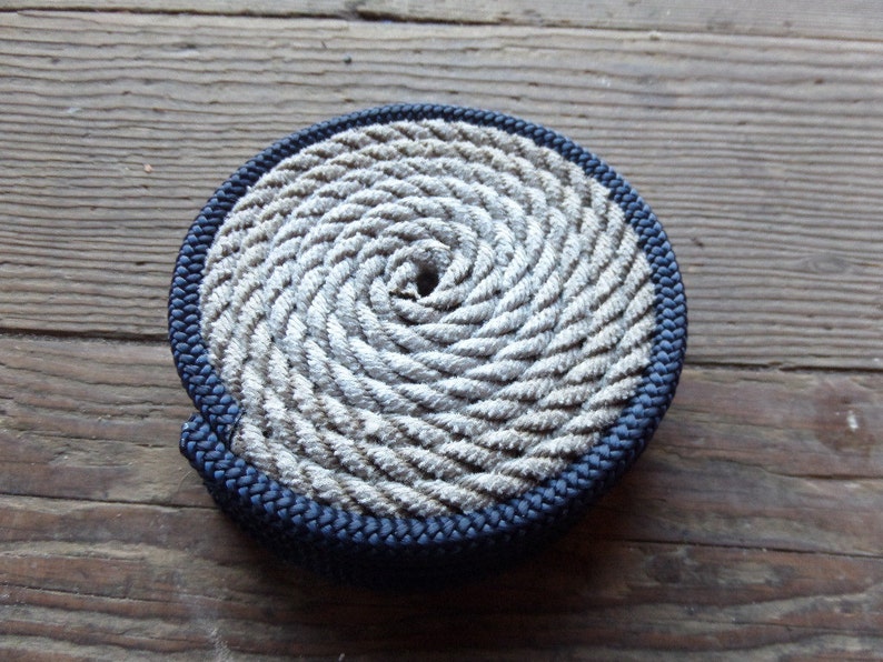 NauticalSet of 4 Rope Coasters Nautical Decor Gray with Navy | Etsy