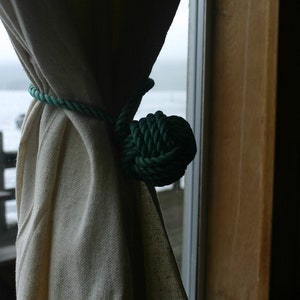 2 Two Green Rope Tie Backs Curtain Window Treatments Nautical - Etsy