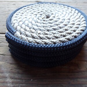 Nauticalset of 4 Rope Coasters Nautical Decor Gray With Navy - Etsy