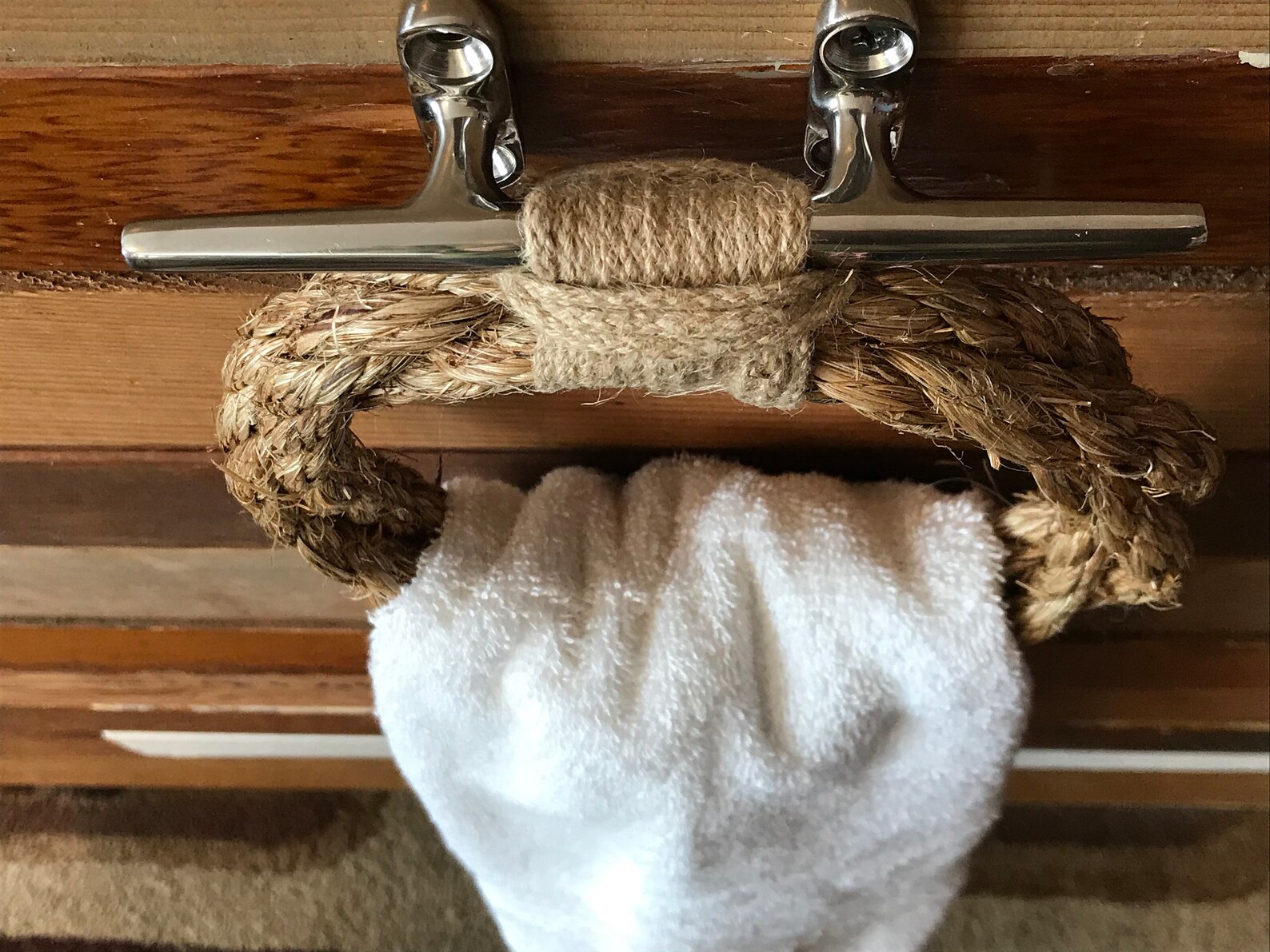 Natural Rope Towel Ring With Stainless Steel Cleat Natural - Etsy