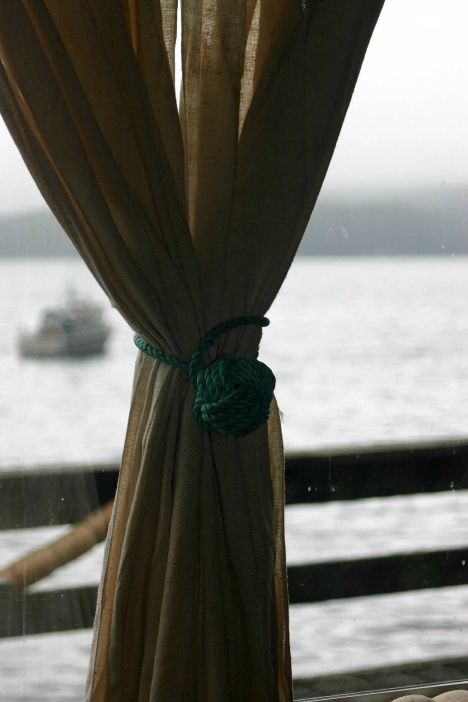 2 Two Green Rope Tie Backs Curtain Window Treatments Nautical - Etsy