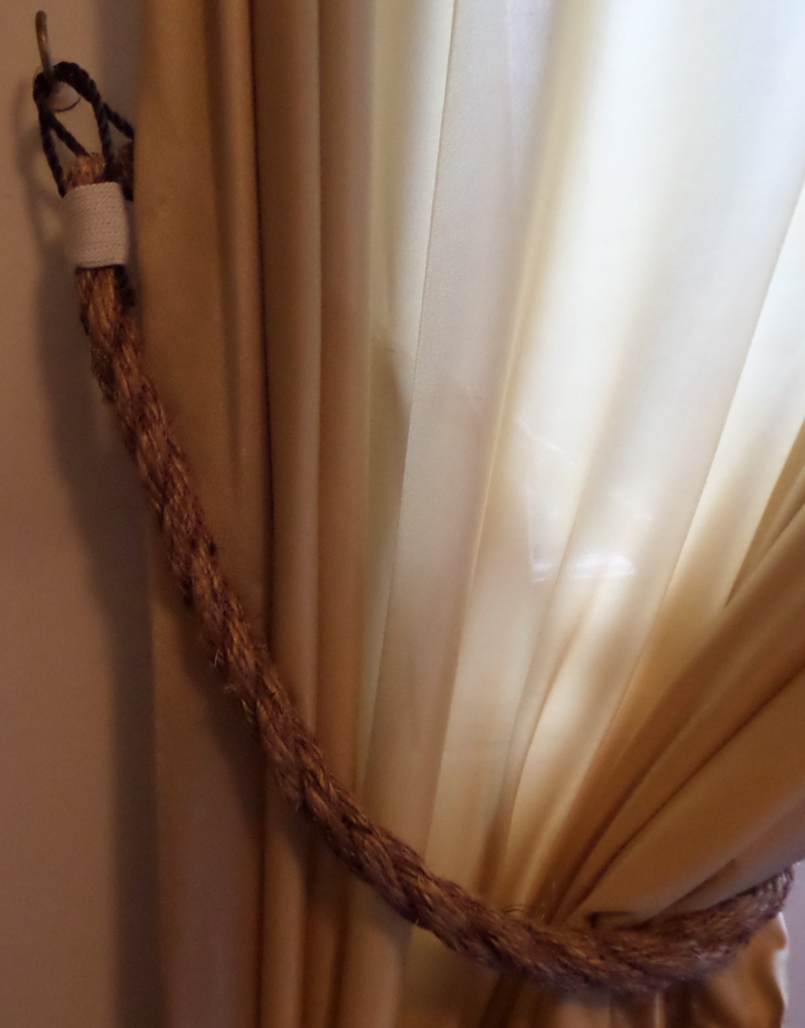 2 Rope Curtain Tie Backs Nautical Decor Natural Rope Rustic - Etsy
