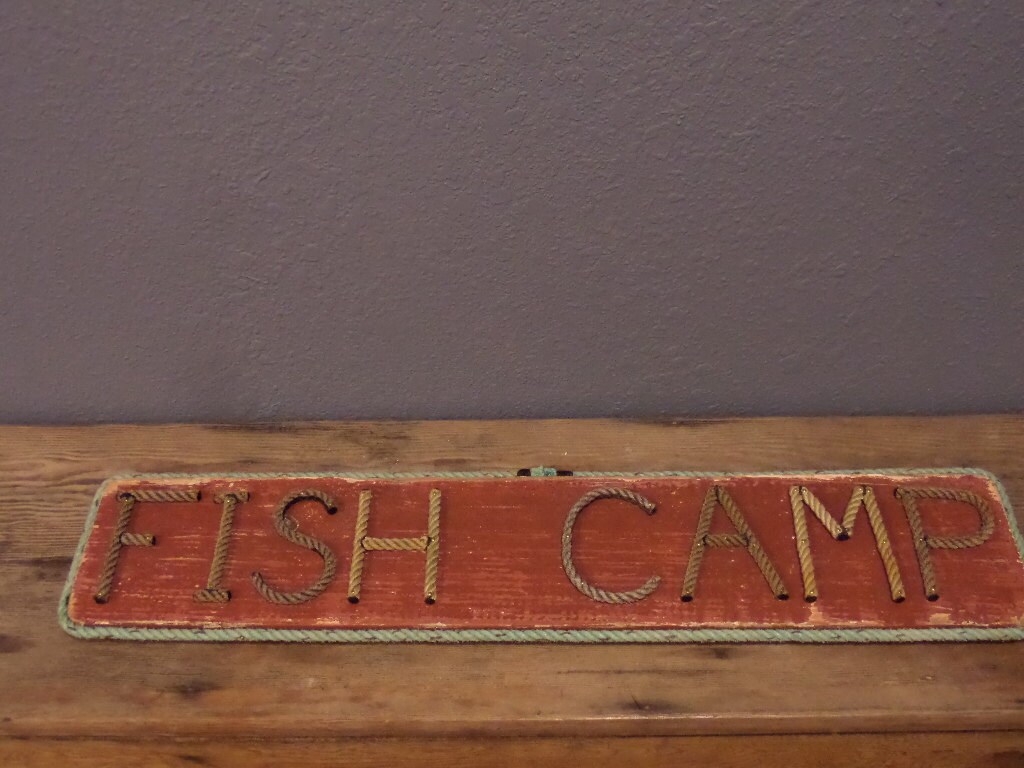 FISH CAMP sign Reclaimed wood Alaska Rope Letters Upcycled | Etsy