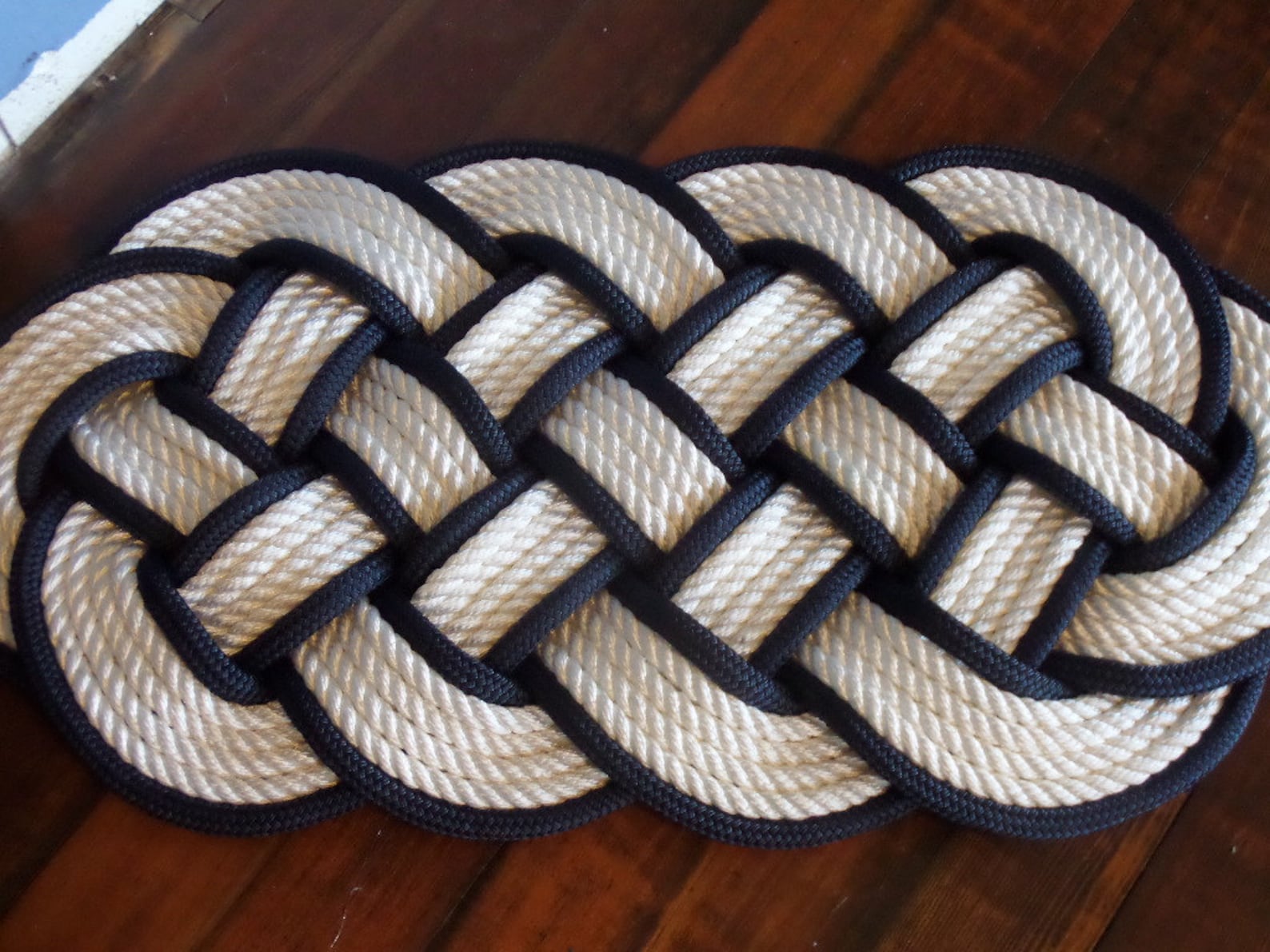 White and Navy Rope Rug 30 X 12 Rope Rug Beautiful - Etsy