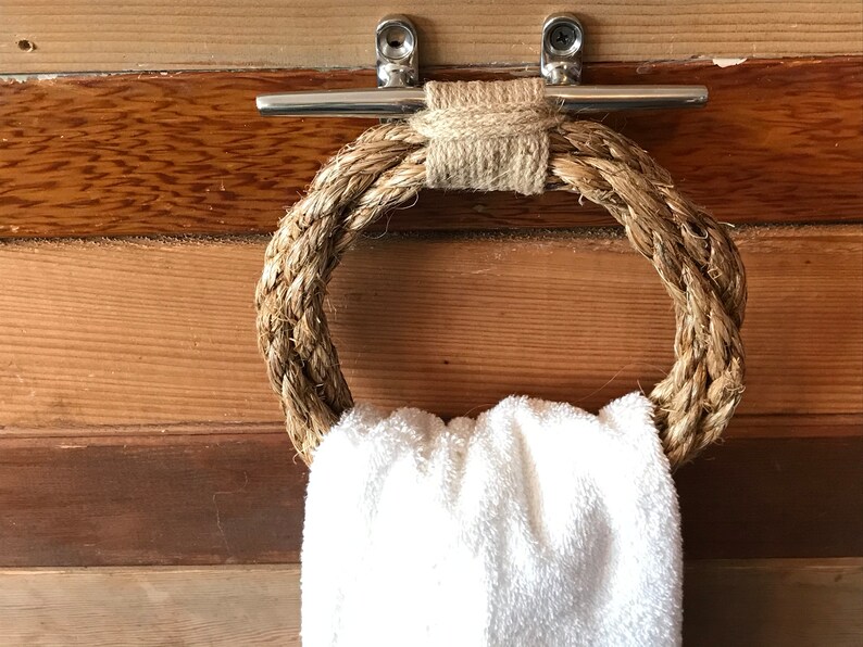 Natural Rope Towel Ring With Stainless Steel Cleat Natural - Etsy