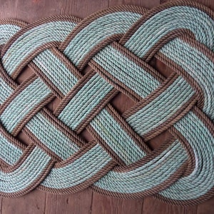 Doormat 30 X 20 Rope Rug Green With Natural Accents Nautical - Etsy