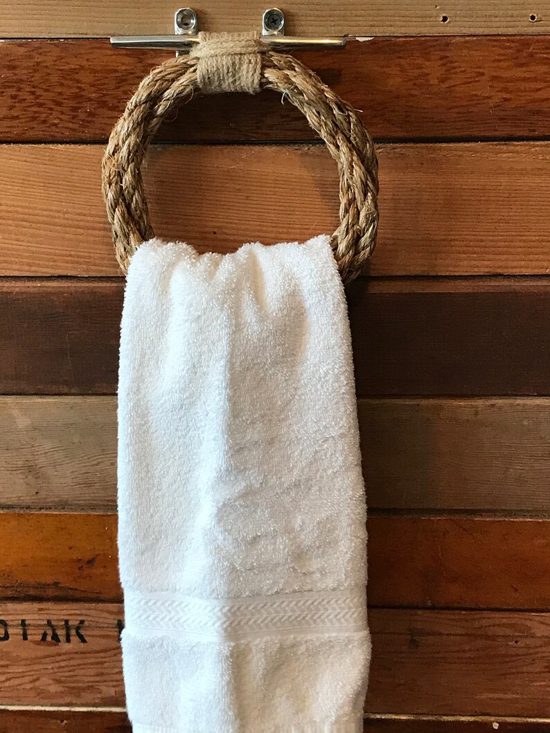 Natural Rope Towel Ring With Stainless Steel Cleat Natural - Etsy