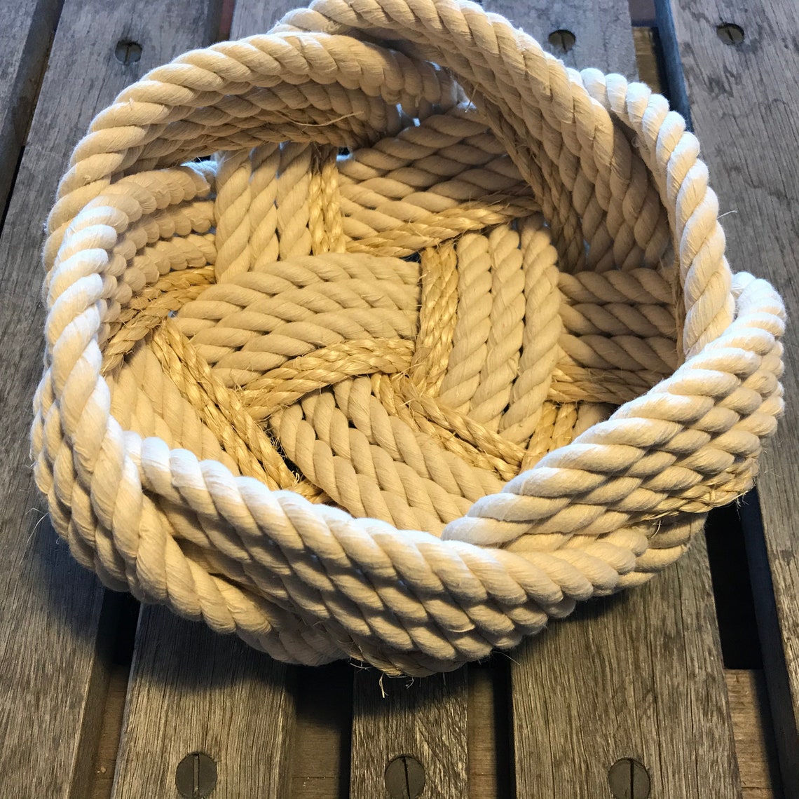 Cotton Jute Rope Bowl Coastal Decor Knotted Basket | Etsy