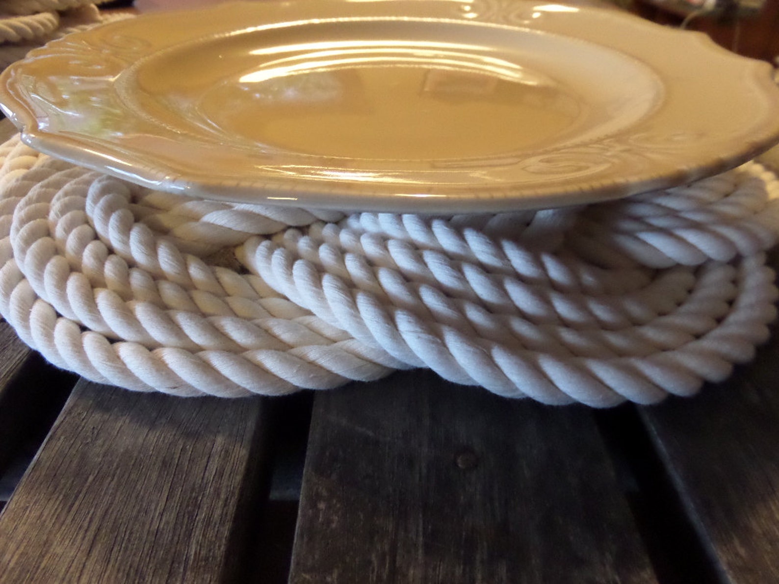Sale Rope Table Placemat Centerpiece off White Cotton Knotted - Etsy