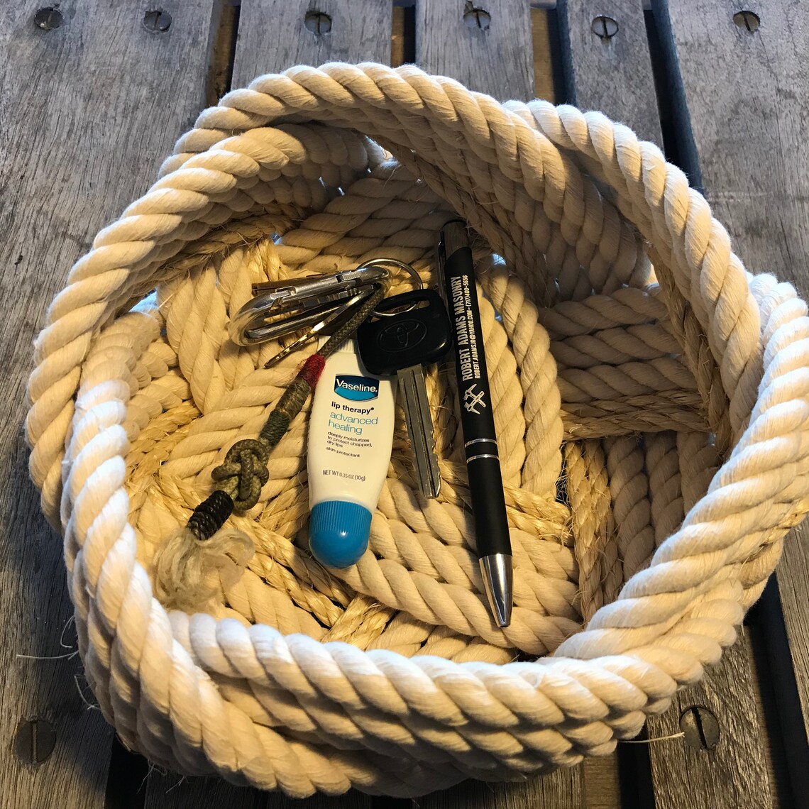 Cotton Jute Rope Bowl Coastal Decor Knotted Basket | Etsy