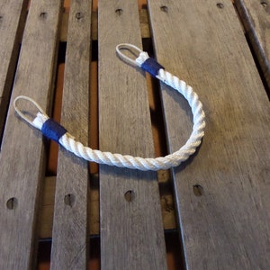 White Curtain Tie Back White Rope With Navy Accent Trim - Etsy