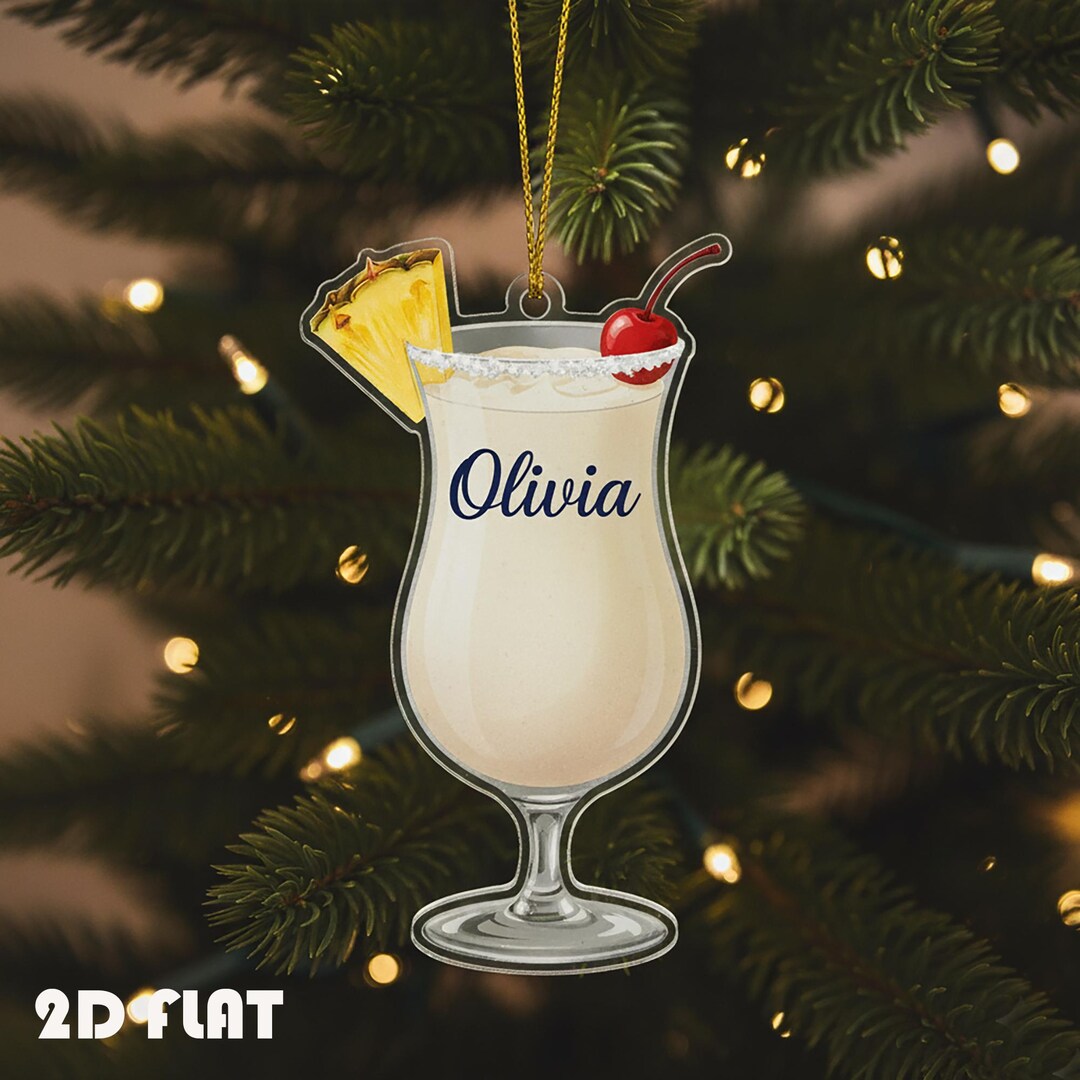 Personalized Pina Colada Acrylic Ornament | Custom Name Tropical ...