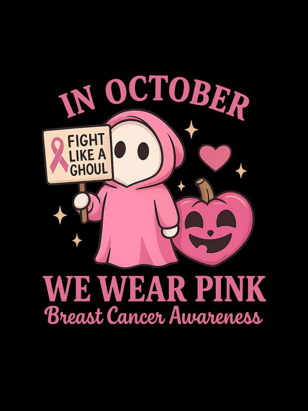 Fight Like a Ghoul PNG: Breast Cancer Awareness Ghost Clipart (digital ...