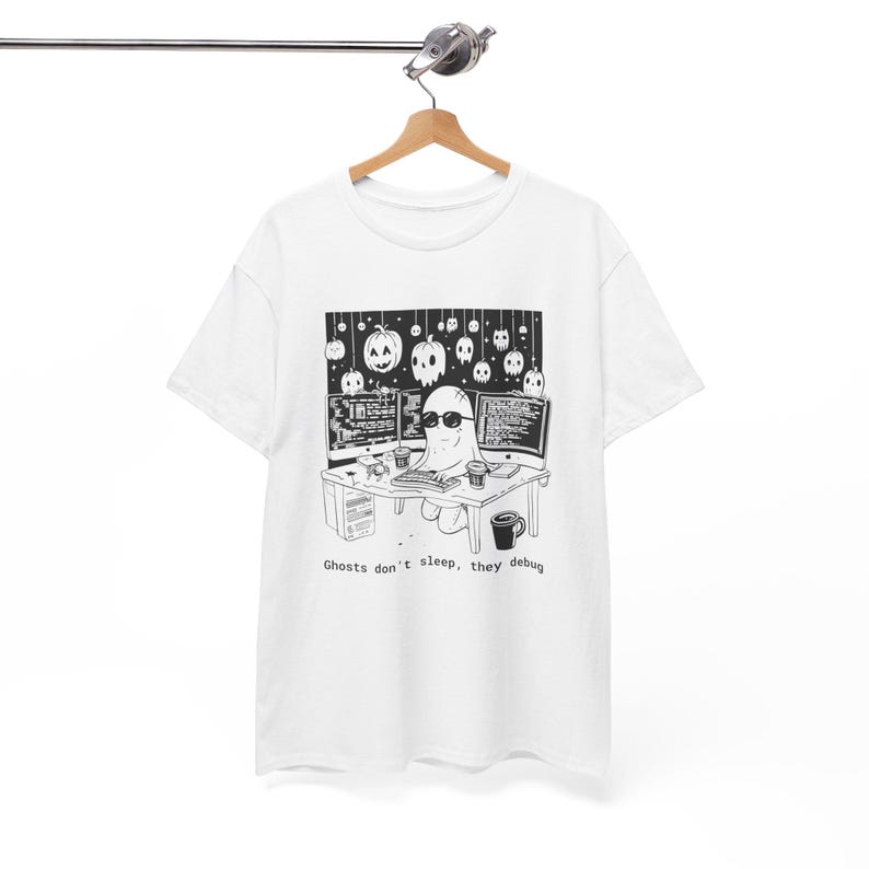 Funny Halloween Programmer T-shirt, Ghost Debug Coding Tee, Software Developer Costume Shirt ...