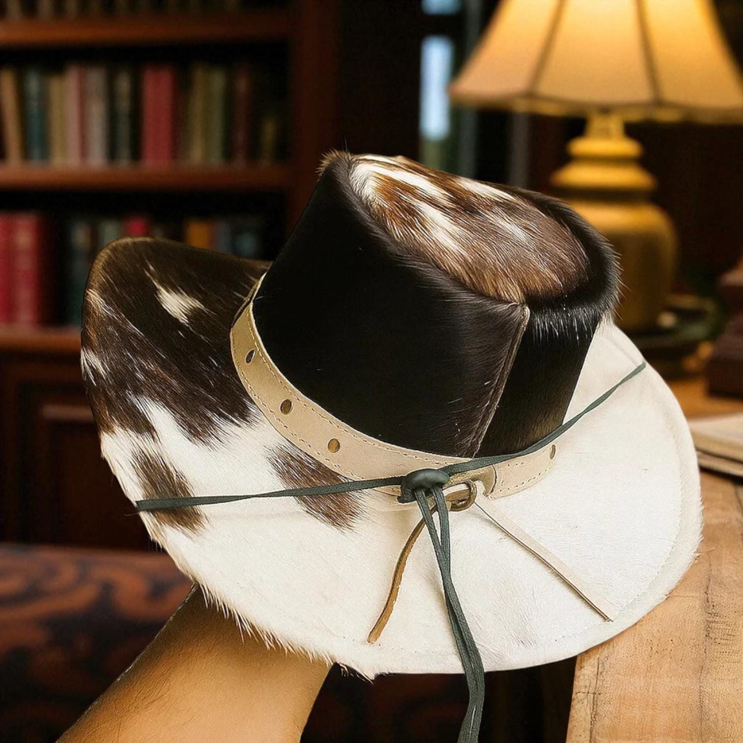 Handmade Cowhide Cowboy Hat – Western Rodeo Hat With Genuine Fur and ...