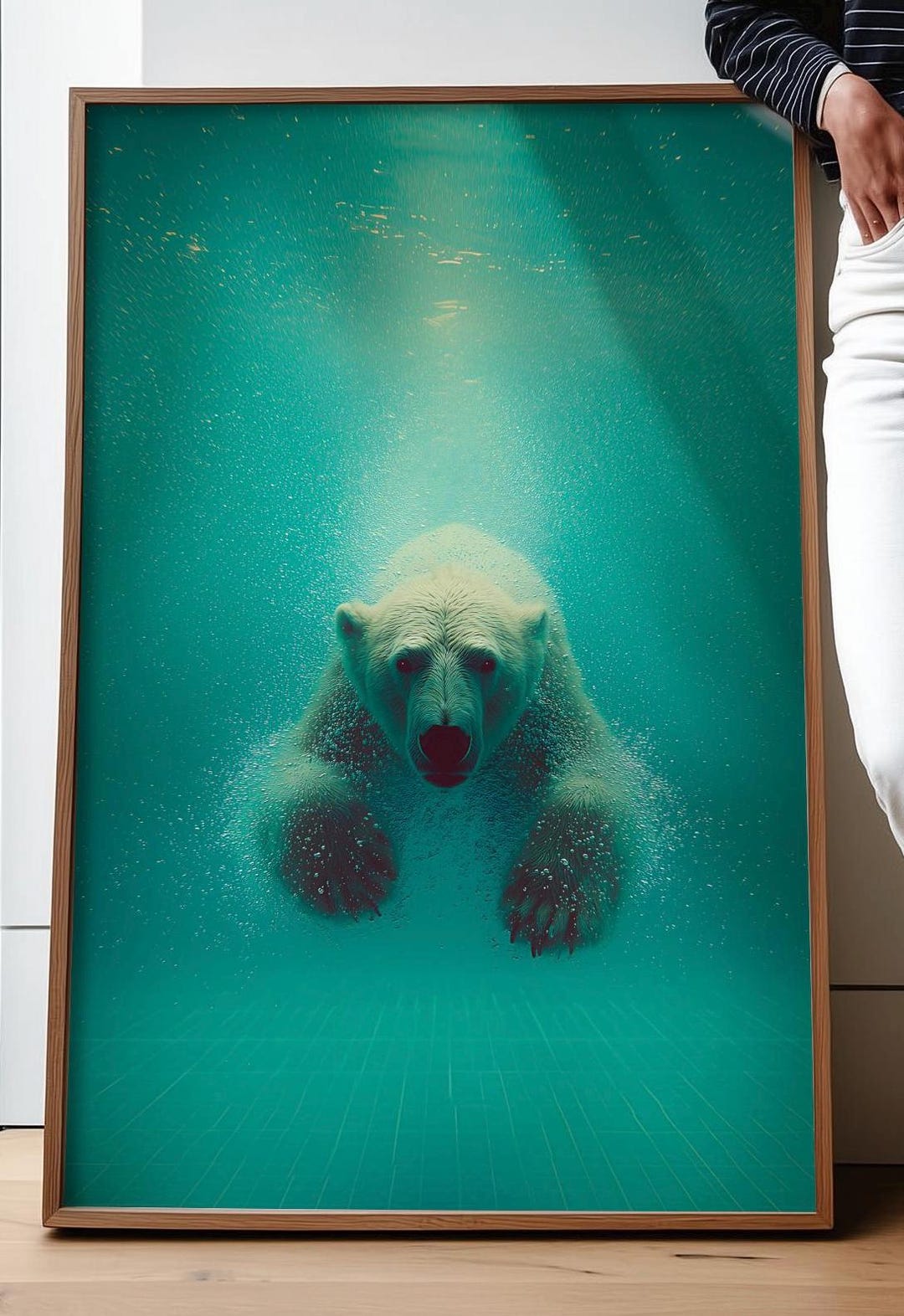 Polar Bear Wall Art – Underwater Animal Poster, Arctic Wildlife Print ...