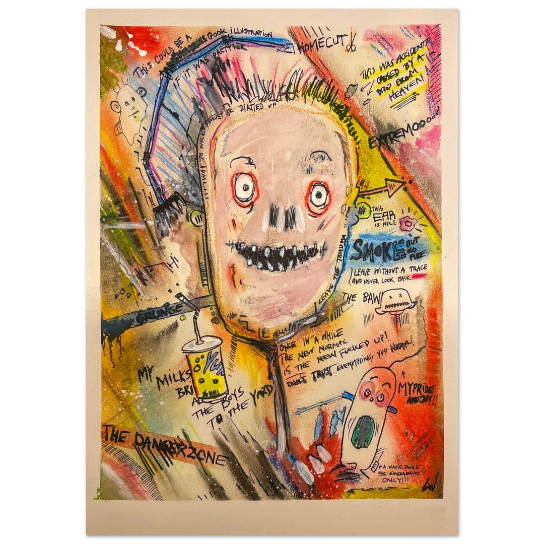 The Danger Zone Print, Abstract Street Art, Rebellious Colorful ...