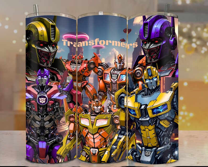 Transformers Tumbler Wrap: Robot Mech 20oz Skinny Tumbler Sublimation ...