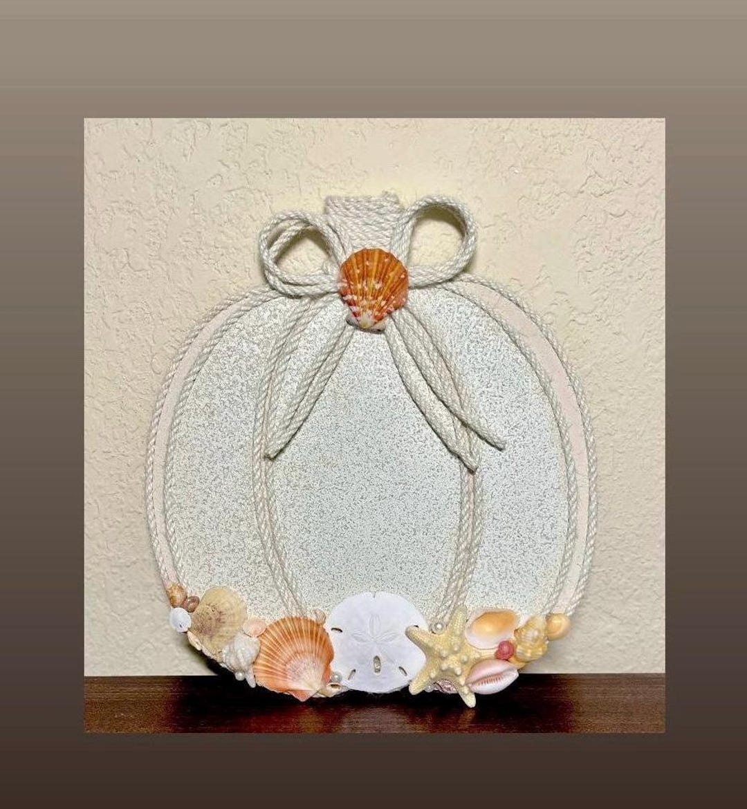 Coastal Seashell Pumpkin – Beach Cottage Autumn Décor 10x11in - Etsy