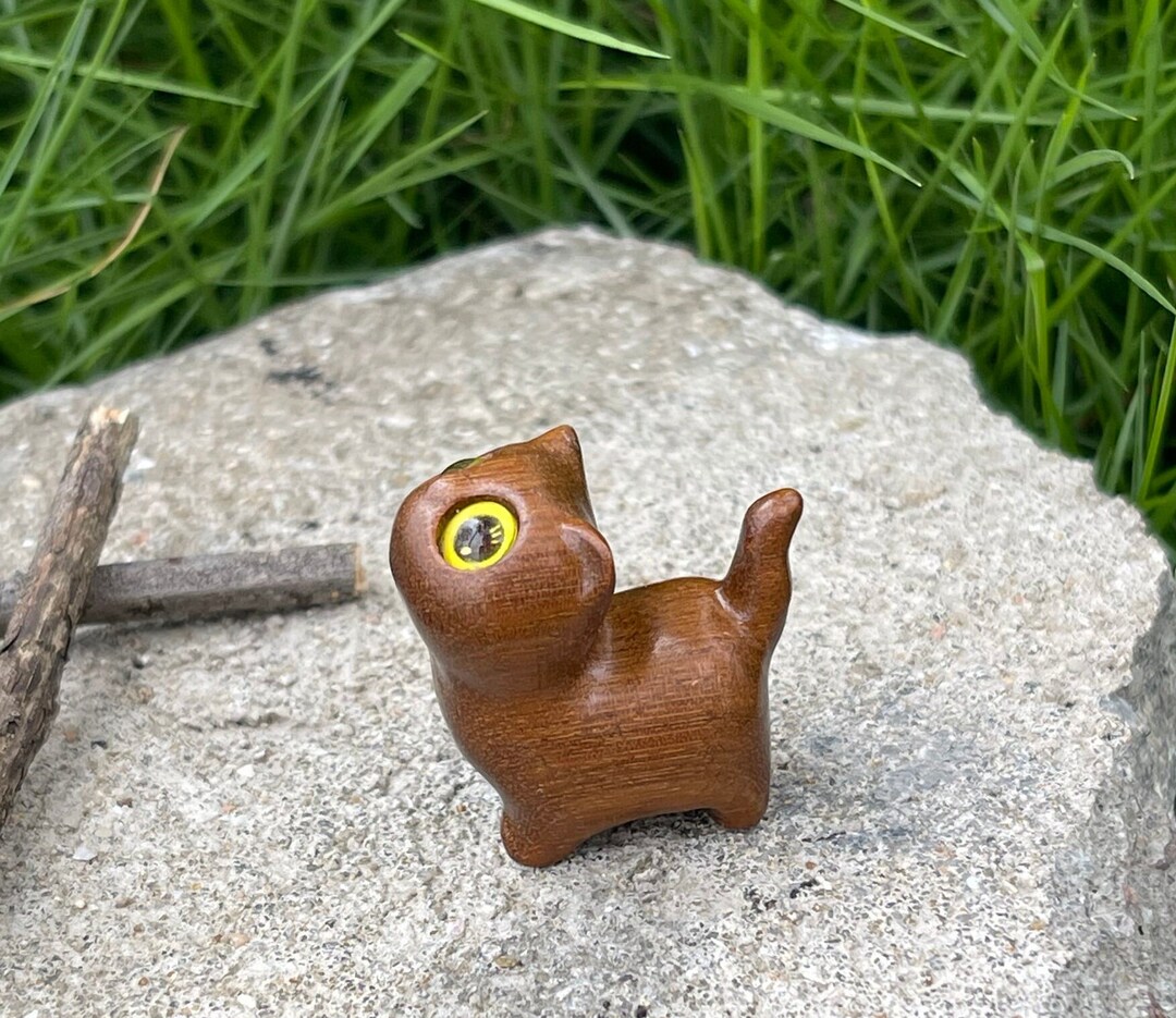 Wood Cat Sculpture,handcarved Wooden Cat Figurines,wood Cat,wooden Cat ...