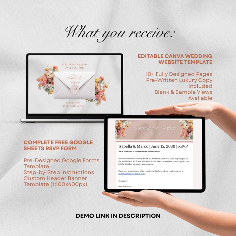 Editable Wedding Website Template Canva | Ivory Elegant Digital Wedding ...