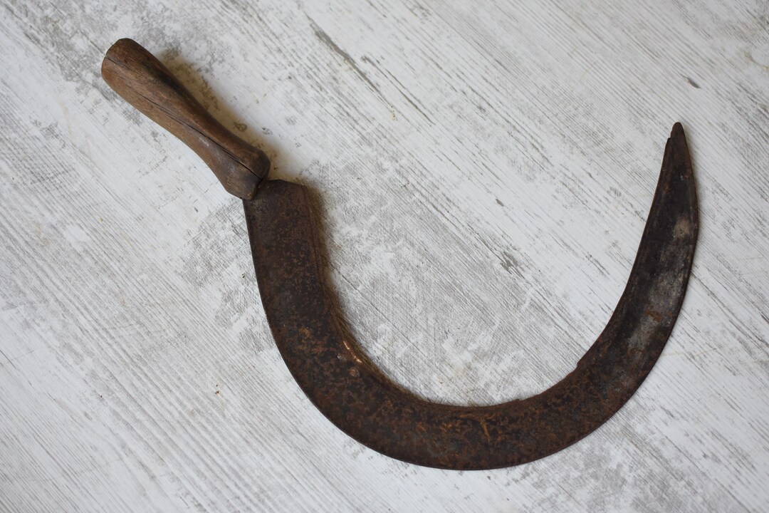 Antique Hand Sickle – Vintage Primitive Farm Tool, Hand-carved ...
