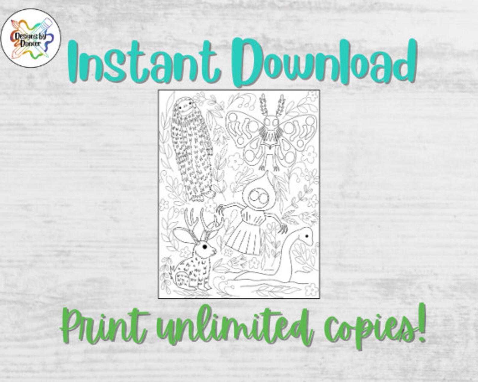 Cryptid Coloring Page Instant Download (printable, for Digital Coloring ...
