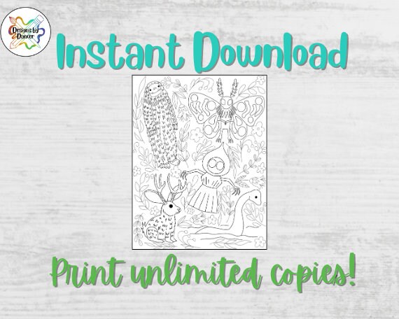 Cryptid Coloring Page Instant Download (printable, for Digital Coloring ...